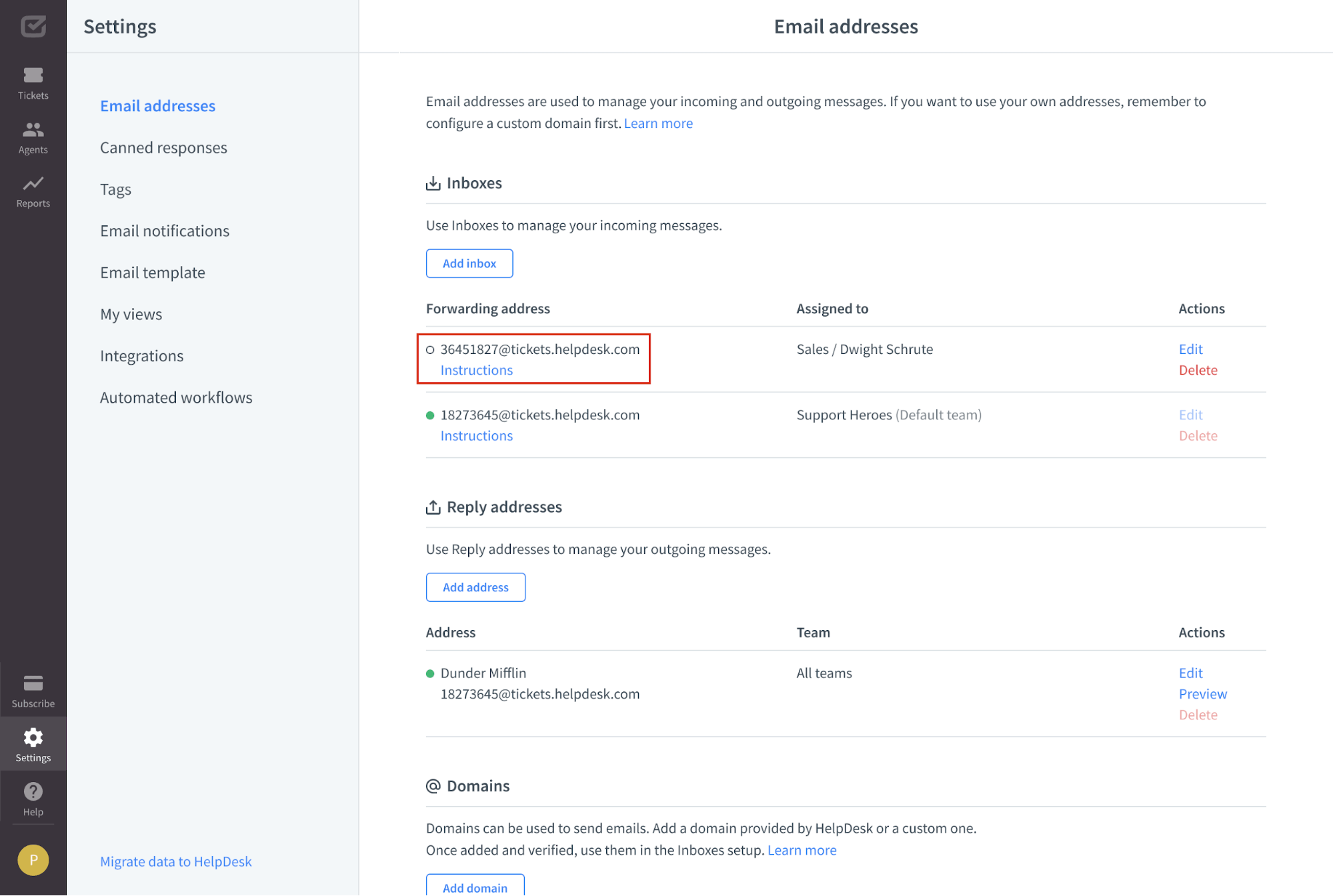 Set up the Custom Domain, Inbox, and Reply Address | HelpDesk Help Center