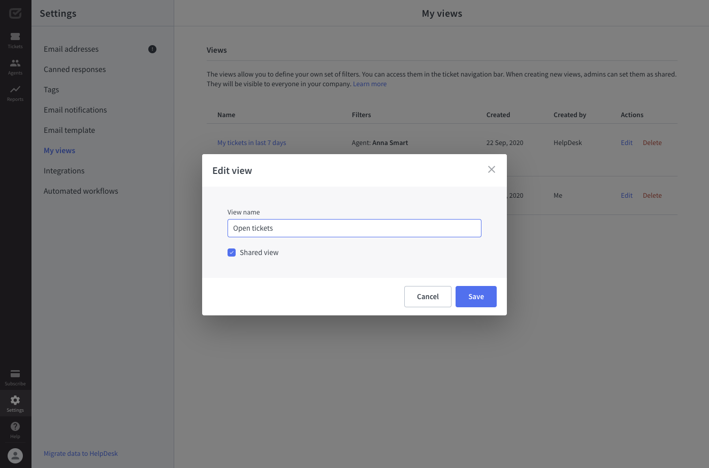 What are "My Views" | HelpDesk Help Center