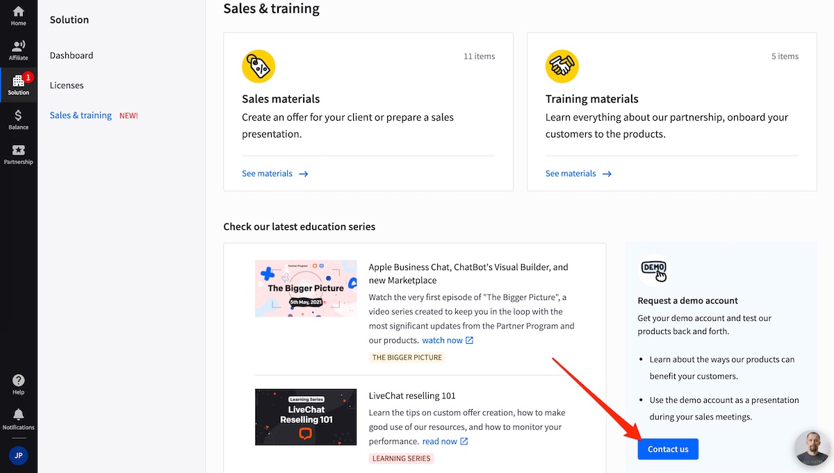 Product demo account