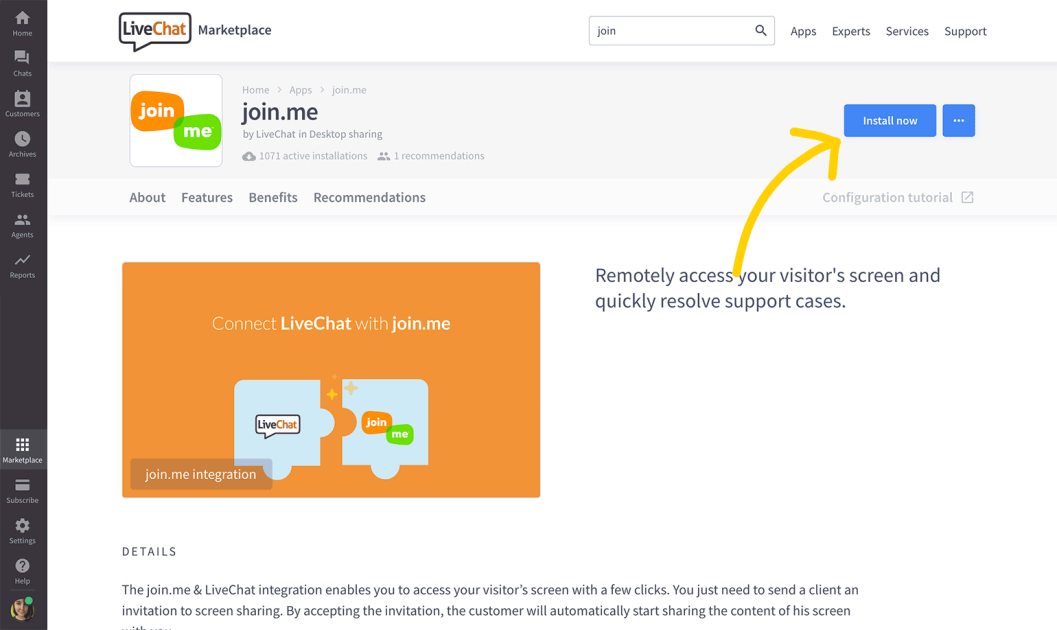 Use join.me with LiveChat | LiveChat Help Center | LiveChat.com