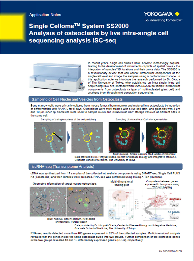 Single Cellome™ System SS2000 Analysis of osteoclasts by live intra ...