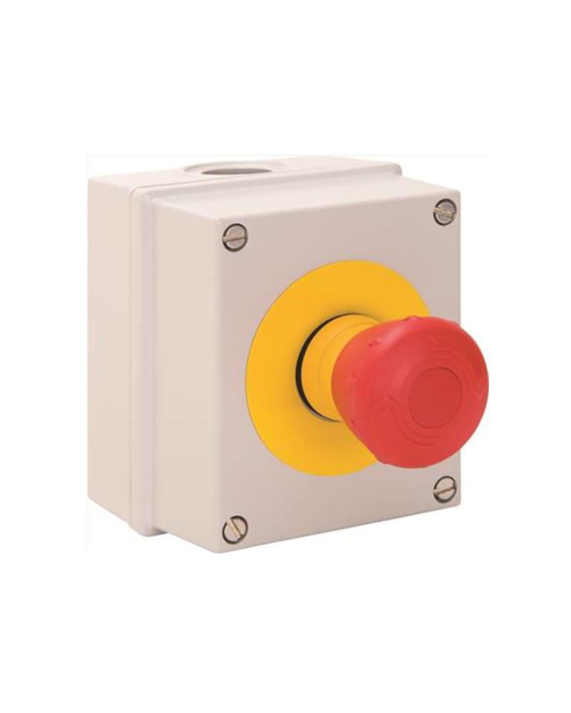 Enclosed Emergency Stop Push Button Metal 40mm Head 1NC IP65 - Allied Pumps