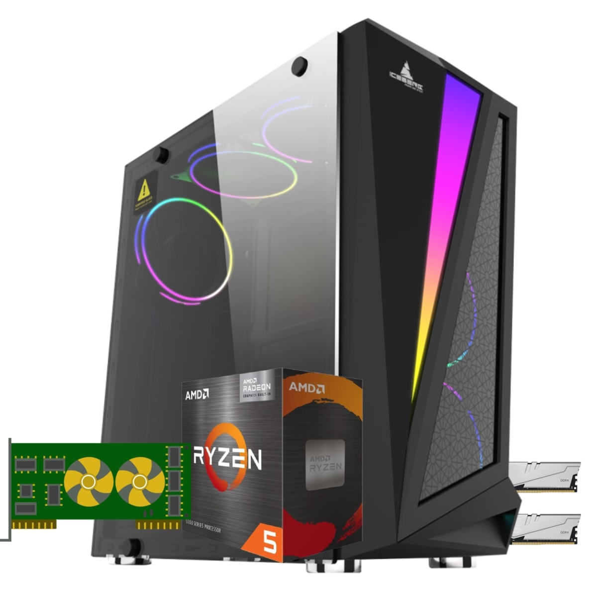 Ryzen 5 4600G DDR4 32GB Geforce RTX 3050 8GB 1TB Flux Pro RGB