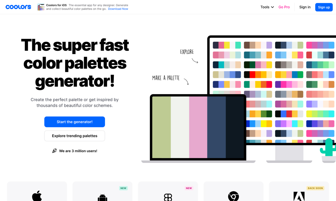 Coolors - The super fast color palettes generator! | Resource.fyi
