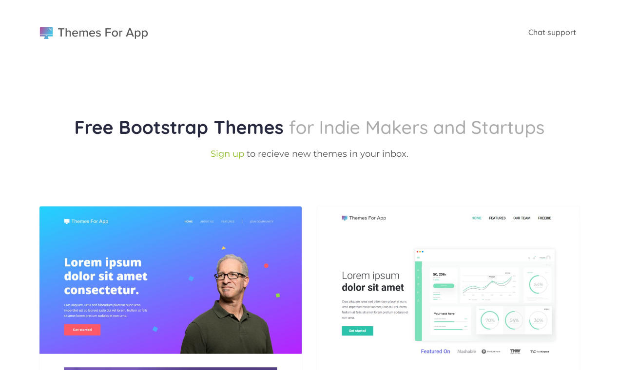Themes For App - Free Bootstrap Themes and Startup Landing Pages ...