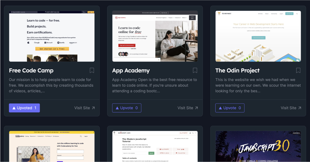 Top Sites to learn coding, design & business | Resource.fyi