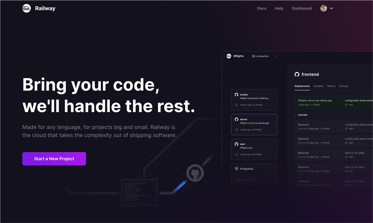 Railway - Bring your code, we'll handle the rest. | Resource.fyi