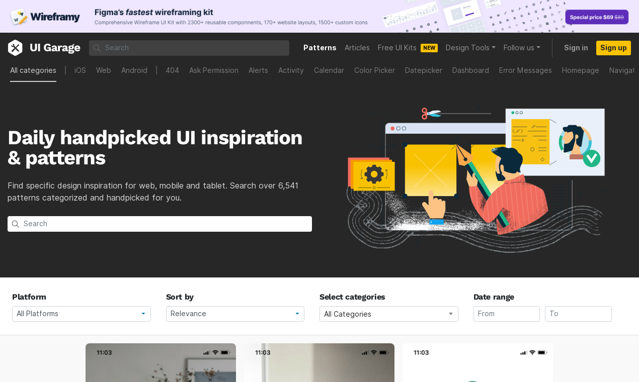 UI Grage - Daily UI Inspiration & Patterns | Resource.fyi