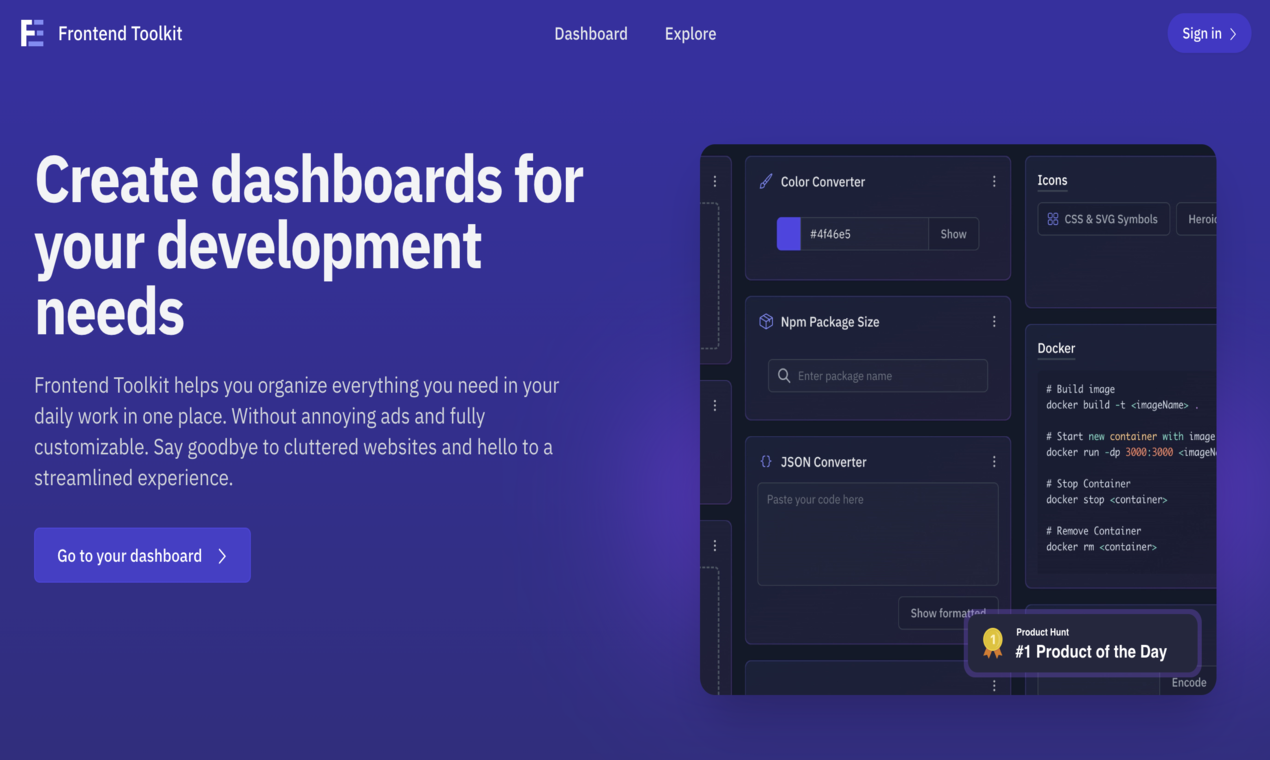 Frontend Toolkit - Dashboards for your development needs | Resource.fyi