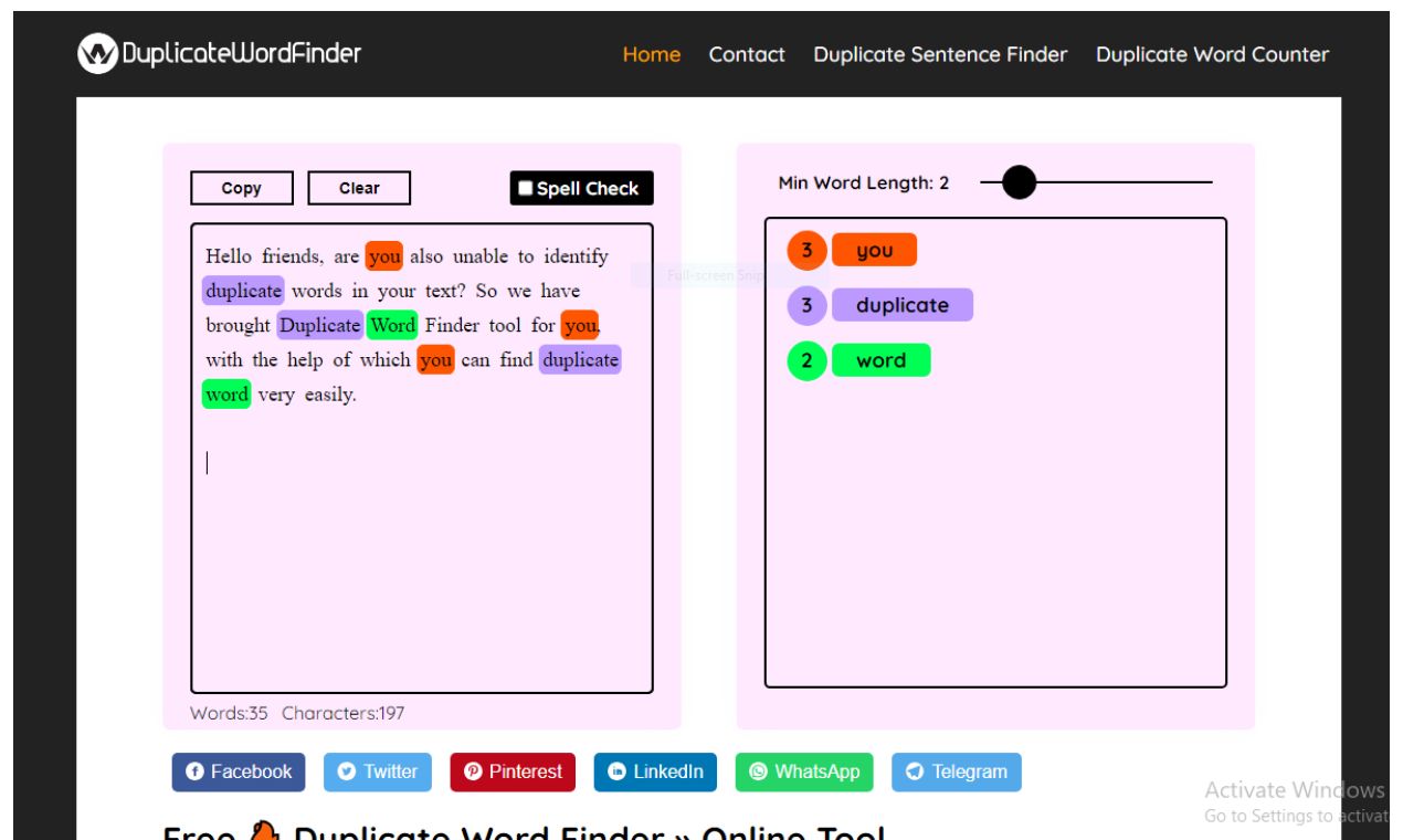 Duplicate Word Finder tool - Duplicate Word Finder Online Tool ...
