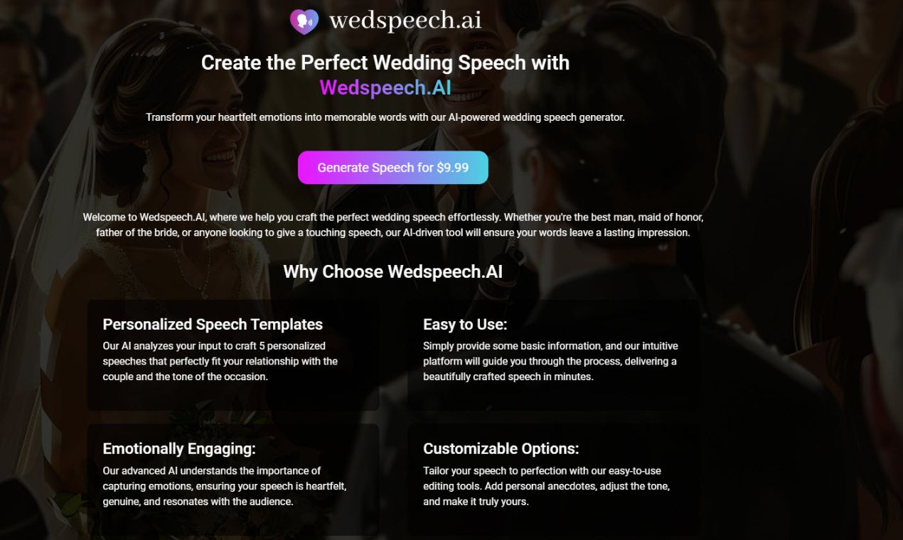 Wedspeech AI - Personalized Wedding Speeches with AI | Resource.fyi
