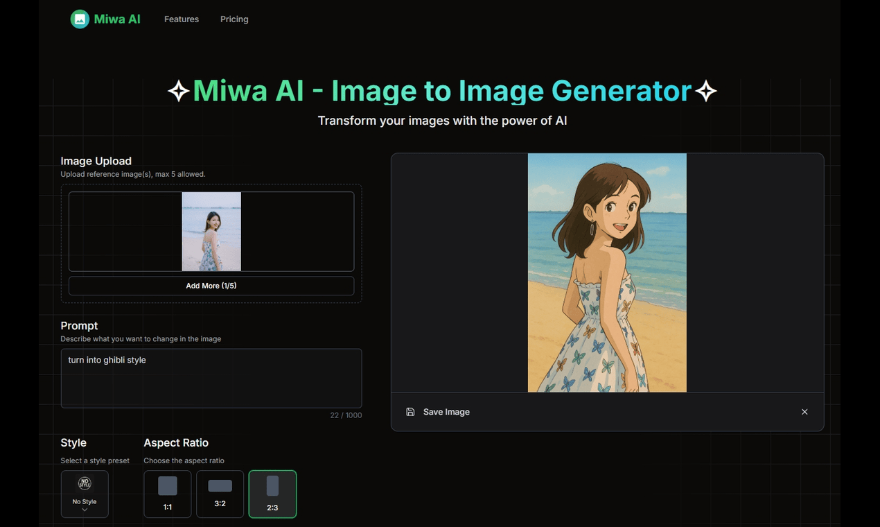 Miwa AI - Image to Image Generator | Resource.fyi
