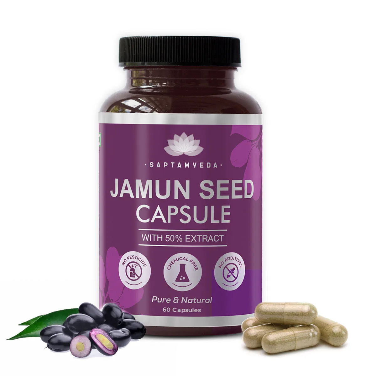 Natural Jamun Seed Capsules with 50% Extract. Beneficial in controlling ...