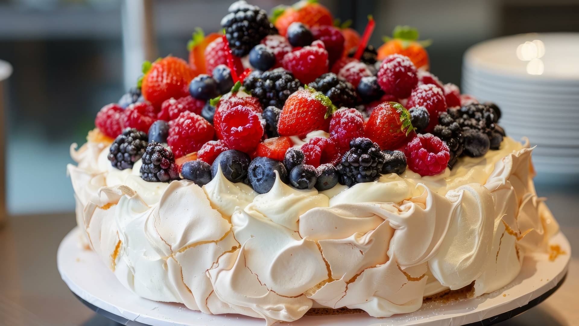 Pavlova con chantilly alla vaniglia e coulis al lampone - Journal