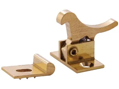 Brass Elbow Catch with Striker, Single Unit in Raw Brass - Furnware Group