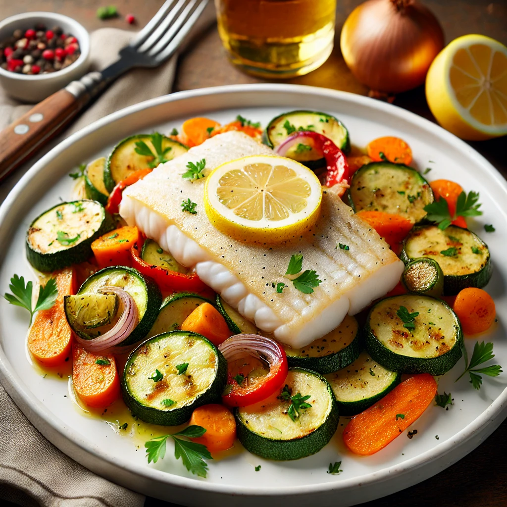 Filete de Merluza al Horno con Verduras
