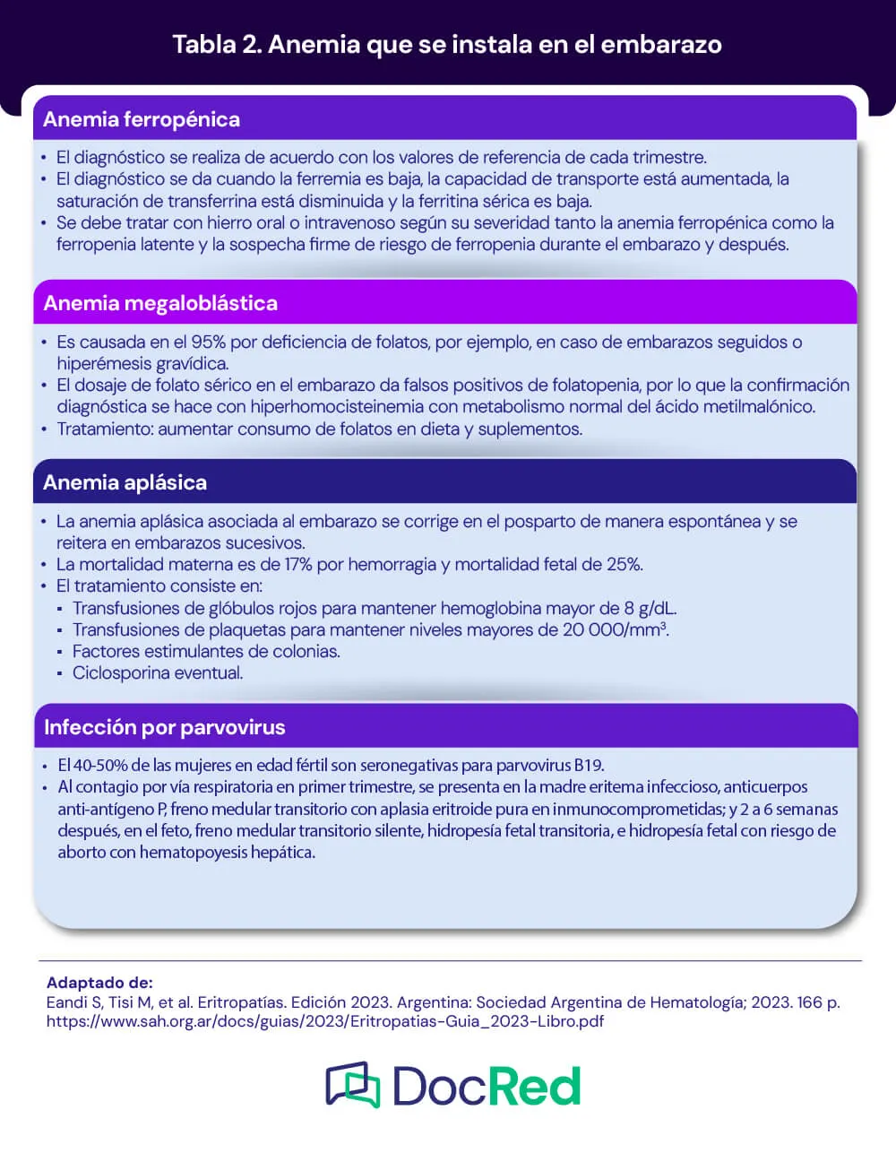 GPC SAH 2023: anemia en el embarazo