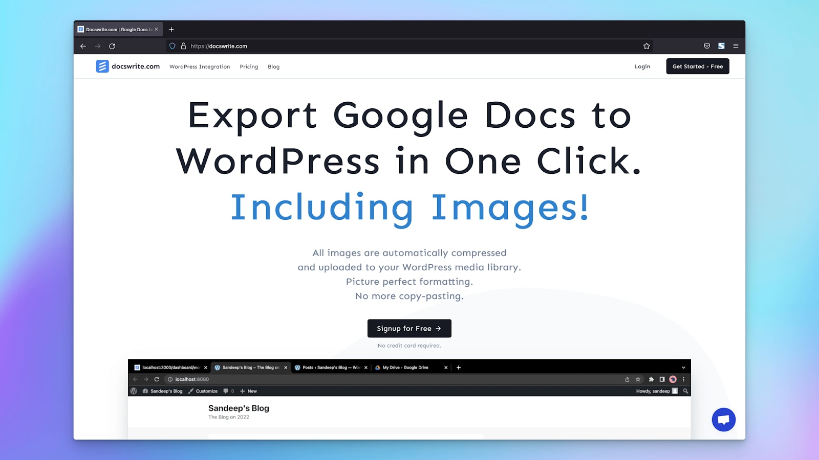 Google Docs to WordPress with perfect formatting including Images