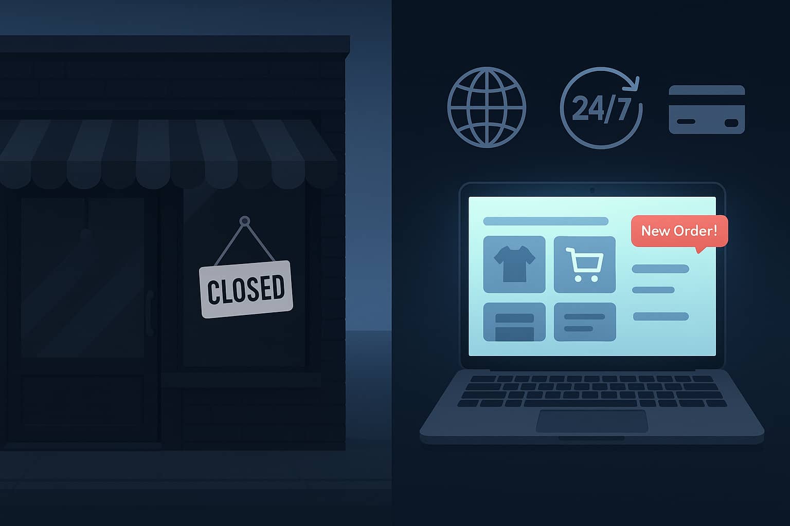 Ecommerce vs. Physical Store: 24/7 Sales Power with a Business Website