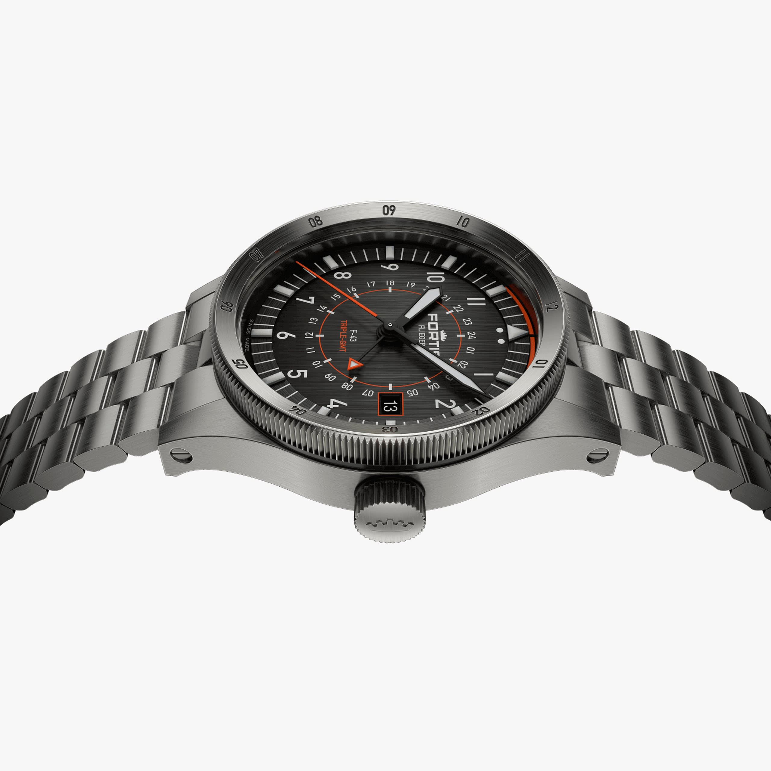 Fortis Flieger F-43 Triple-GMT – Original / Block Bracelet – World ...