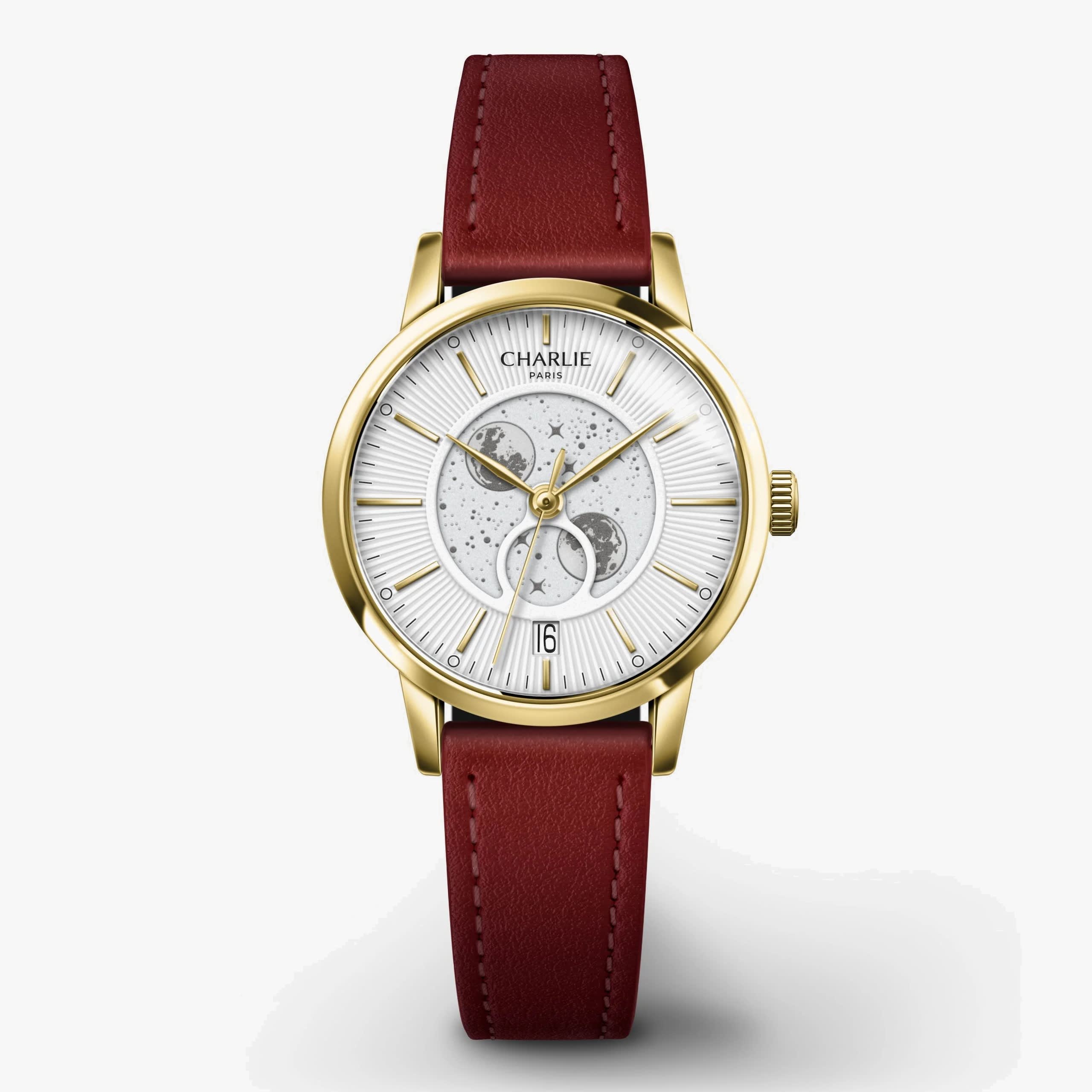 Charlie Paris Sully – Moon Phase – Golden & White | World Watch Museum