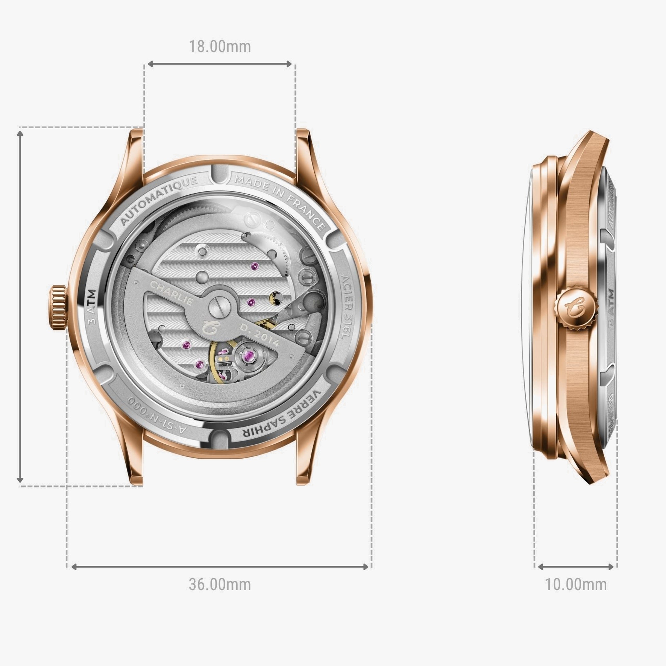 Charlie Paris Initial 36 – Jour/Nuit – Or rose | World Watch Museum