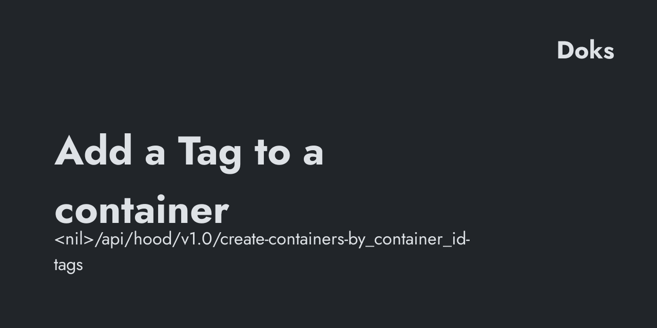 Add a Tag to a container