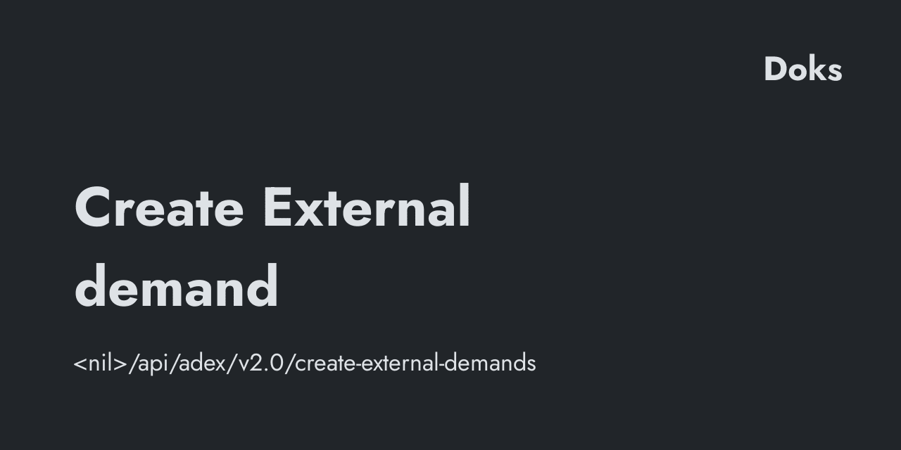 Create External demand