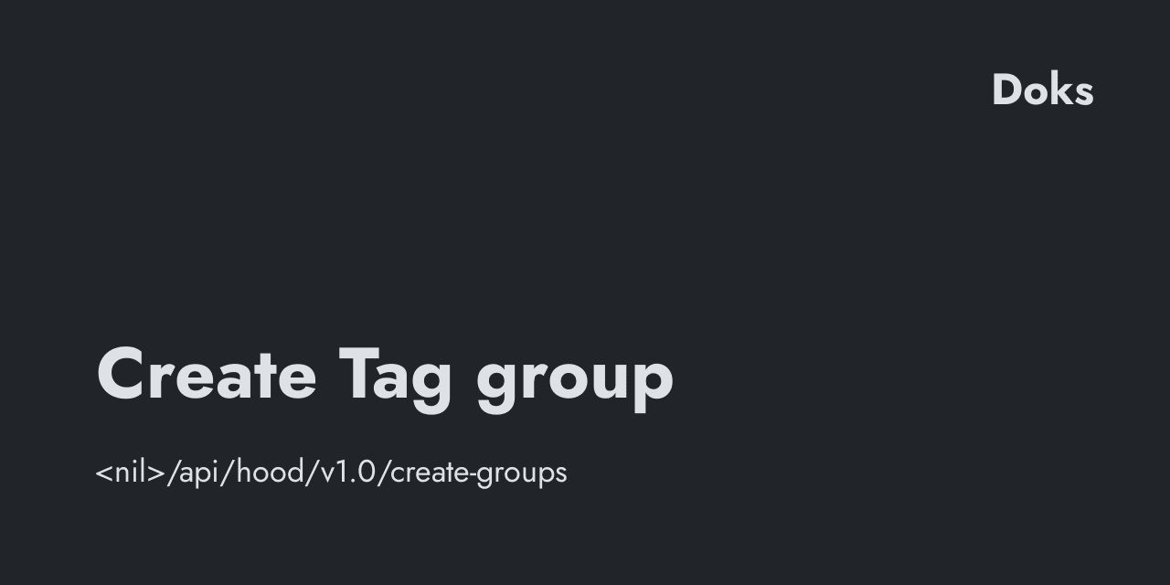 Create Tag group