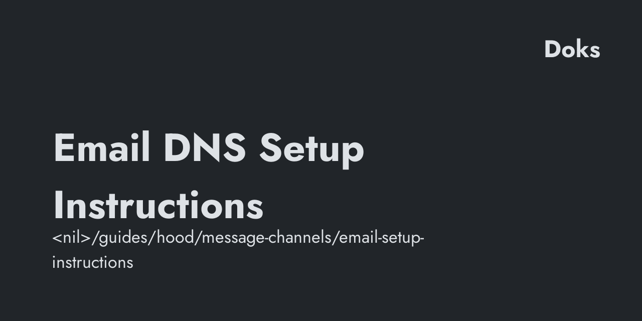 Email DNS Setup Instructions