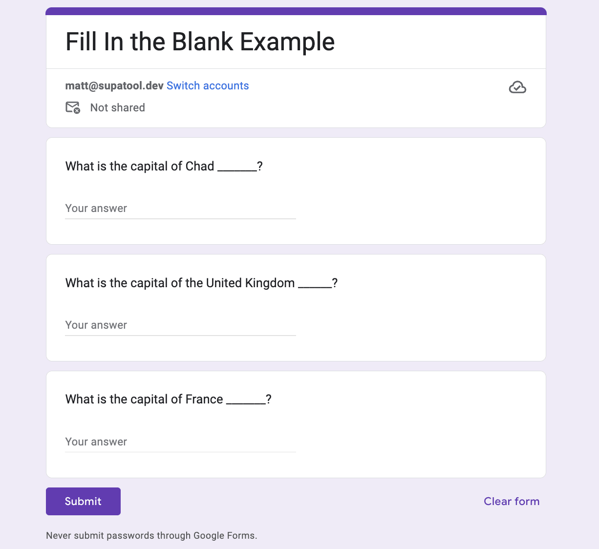 Create Fill In the Blank Questions on Google Forms in 4 Steps - Supatool