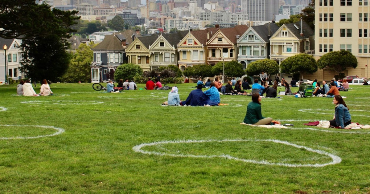Social Distancing Hearts Popping Up at SF Parks