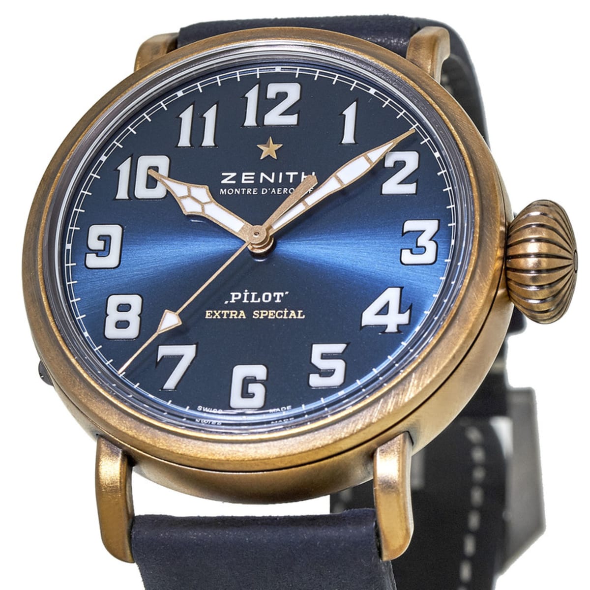 Zenith Pilot Type 20 Extra Special Blue Dial Leather Strap Men's Watch ...
