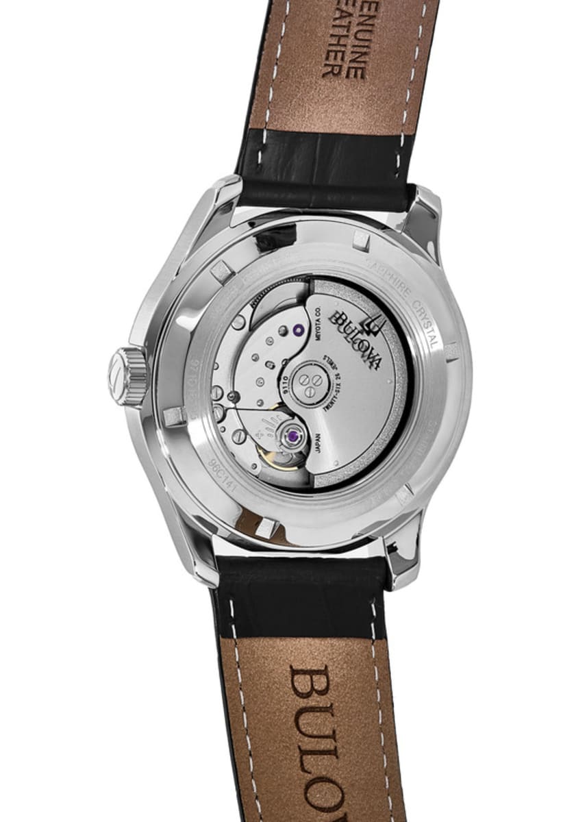 Bulova Dress Silver Dial Black Leather Strap Men's Watch 96C141