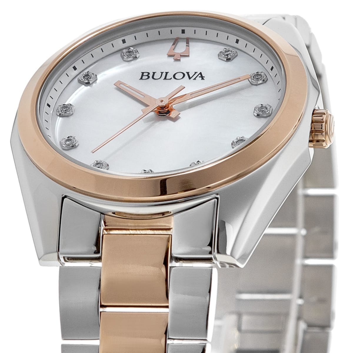 Bulova Surveyor Mother of Pearl Diamond Dial Two-tone Steel Women's ...