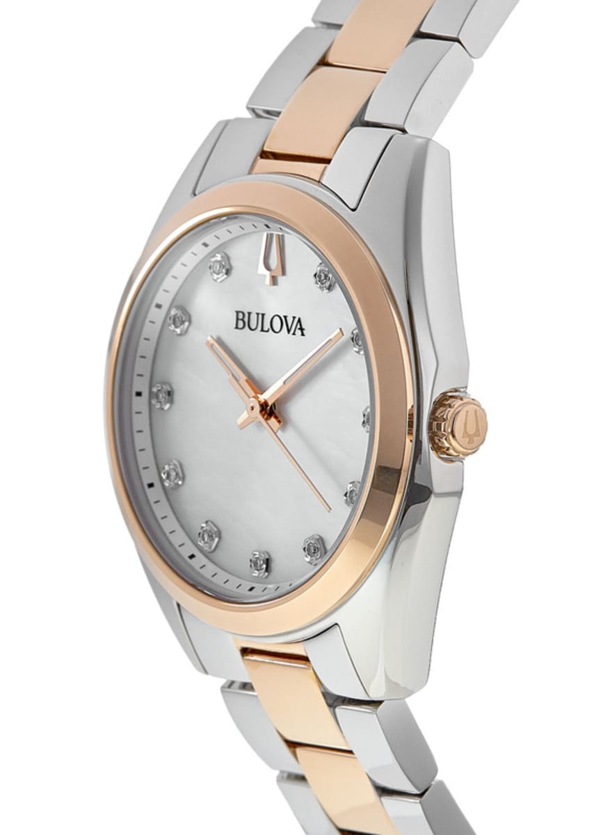 Bulova Surveyor Mother of Pearl Diamond Dial Two-tone Steel Women's ...