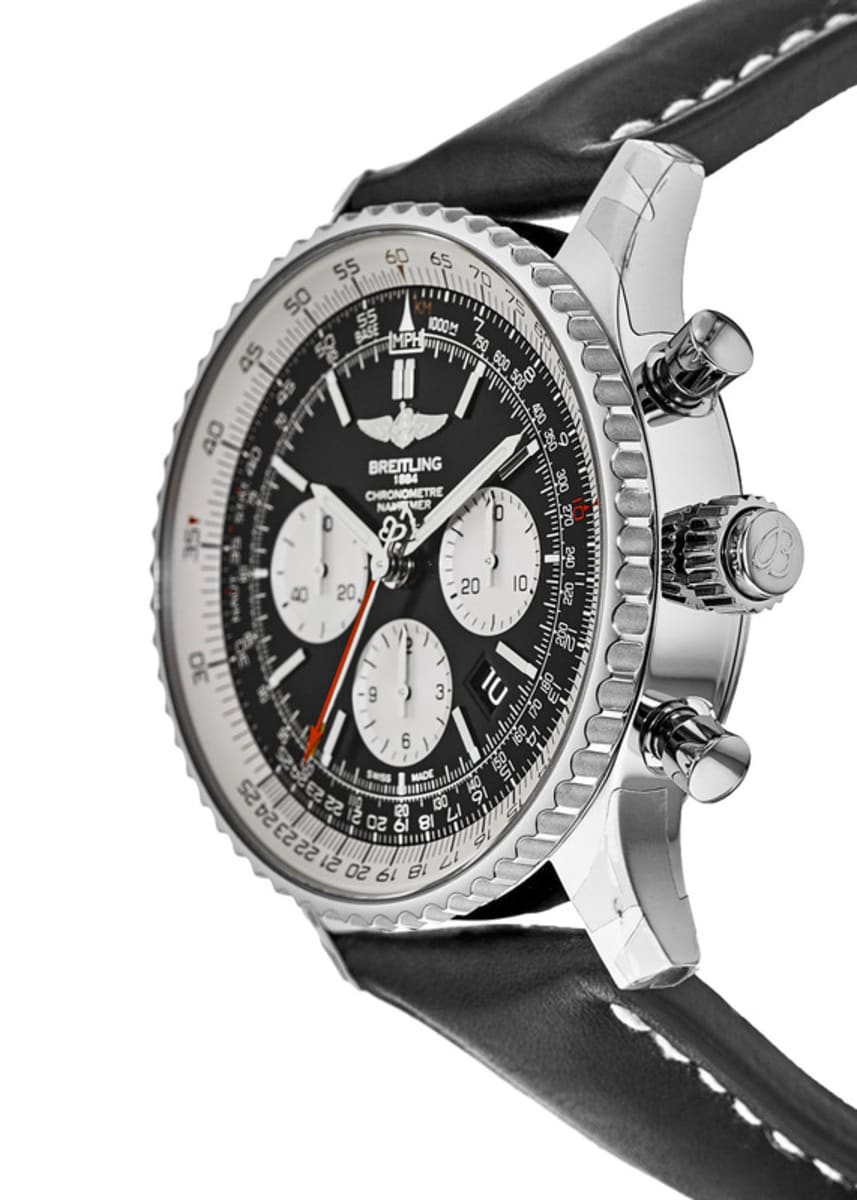 Breitling Navitimer B03 Chronograph Rattrapante 45 Black Dial Leather ...