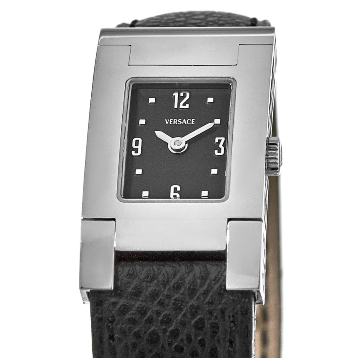 Versace Black Dial on Black Leather Strap Women's Watch ASQ99D009S009