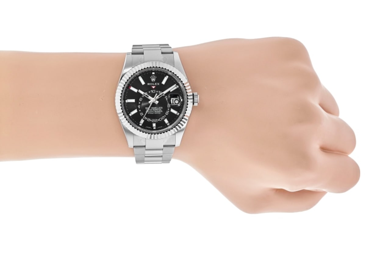 Rolex Sky-Dweller Black Dial Gold Bezel Steel Band Men's Rolex Sky-Dweller Black Dial Gold Bezel Steel Band Men's