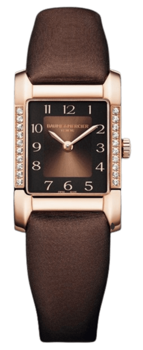 Baume & Mercier Hampton Quartz Brown Dial Diamond Satin Strap Women's ...