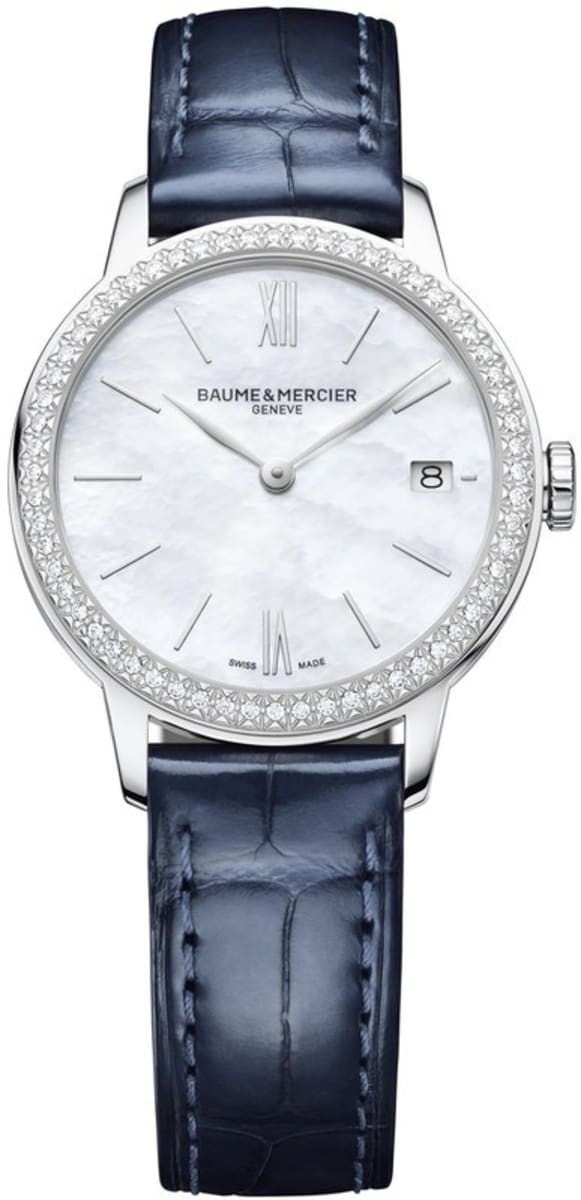 Baume & Mercier Classima Quartz Mother of Pearl Dial Diamond Leather ...