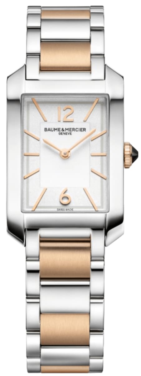 Baume & Mercier Hampton Quartz Grey Dial Rose Gold Capped Steel Women's ...