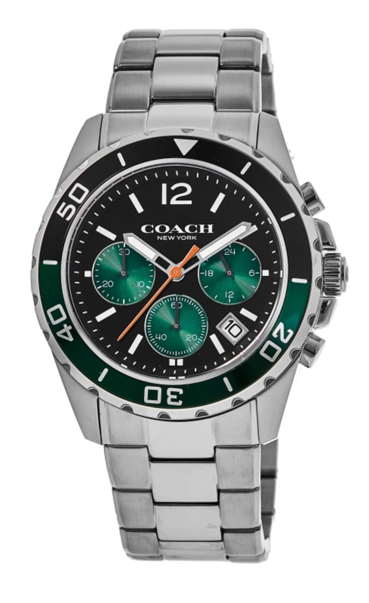 Coach Kent Black & Green Chronograph Dial Steel Men's Watch 14602557-SD