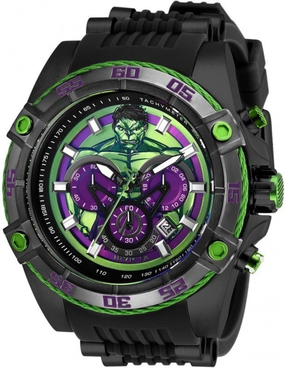 Invicta Marvel Green and Purple Dial Silicone Strap Men's Watch 26808