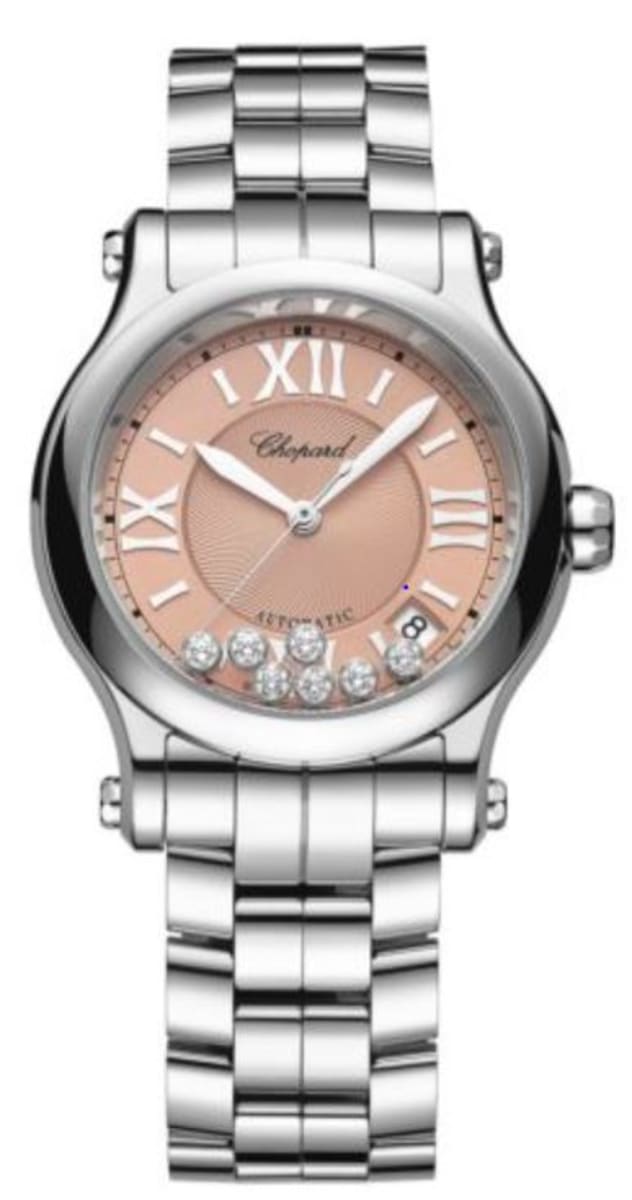 Chopard Happy Sport Medium Automatic 36mm Pink Dial Steel Women's Watch ...