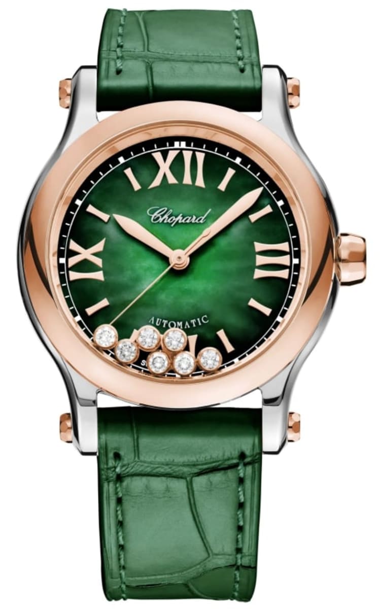 Chopard Happy Sport Medium Automatic 36mm Green Mother of Pearl Diamond ...