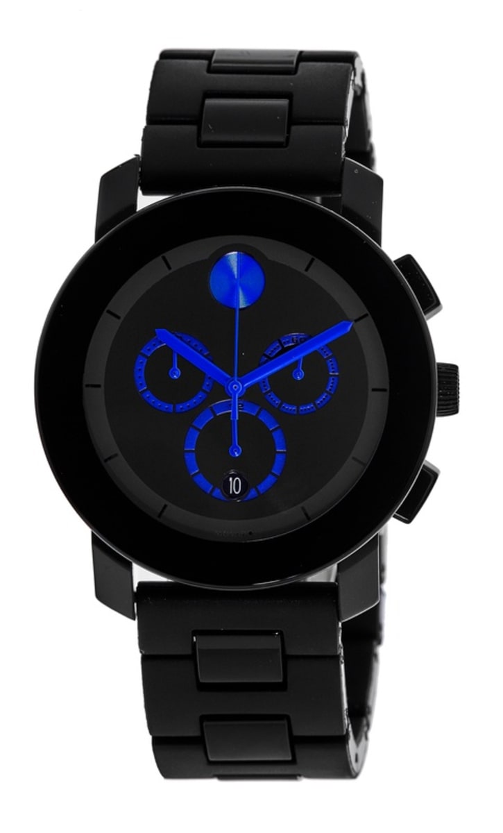 Movado Bold Black TR90 Chronograph Blue Hands Men's Watch 3600101-SD