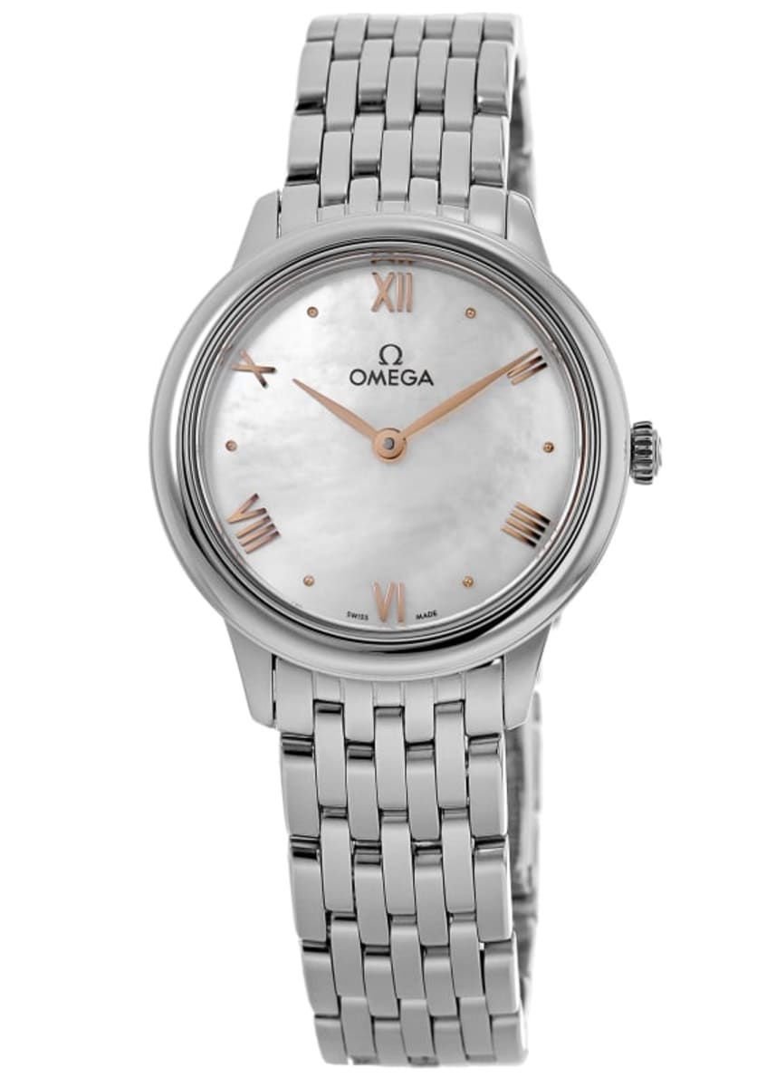 Omega De Ville Prestige Quartz 27.5mm Mother of Pearl Dial Steel Women ...