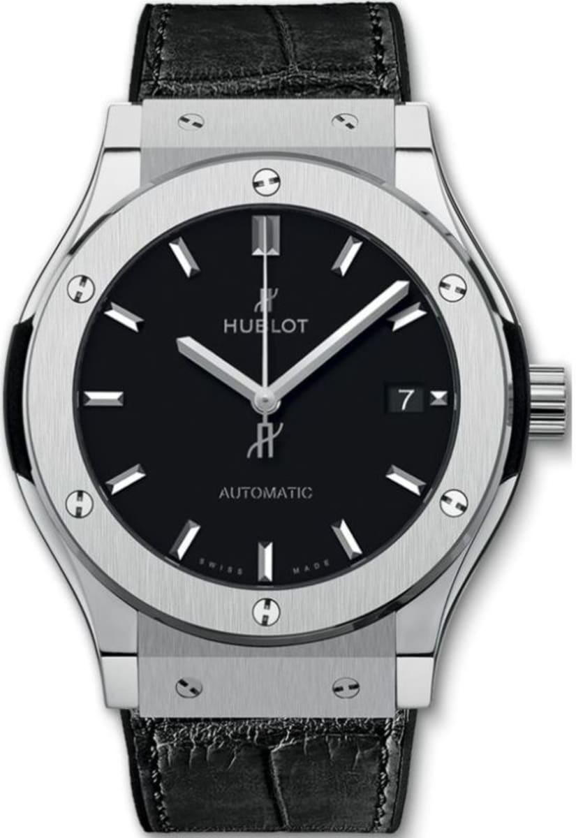 Hublot Classic Fusion Automatic Black Dial Titanium Case Leather Strap ...