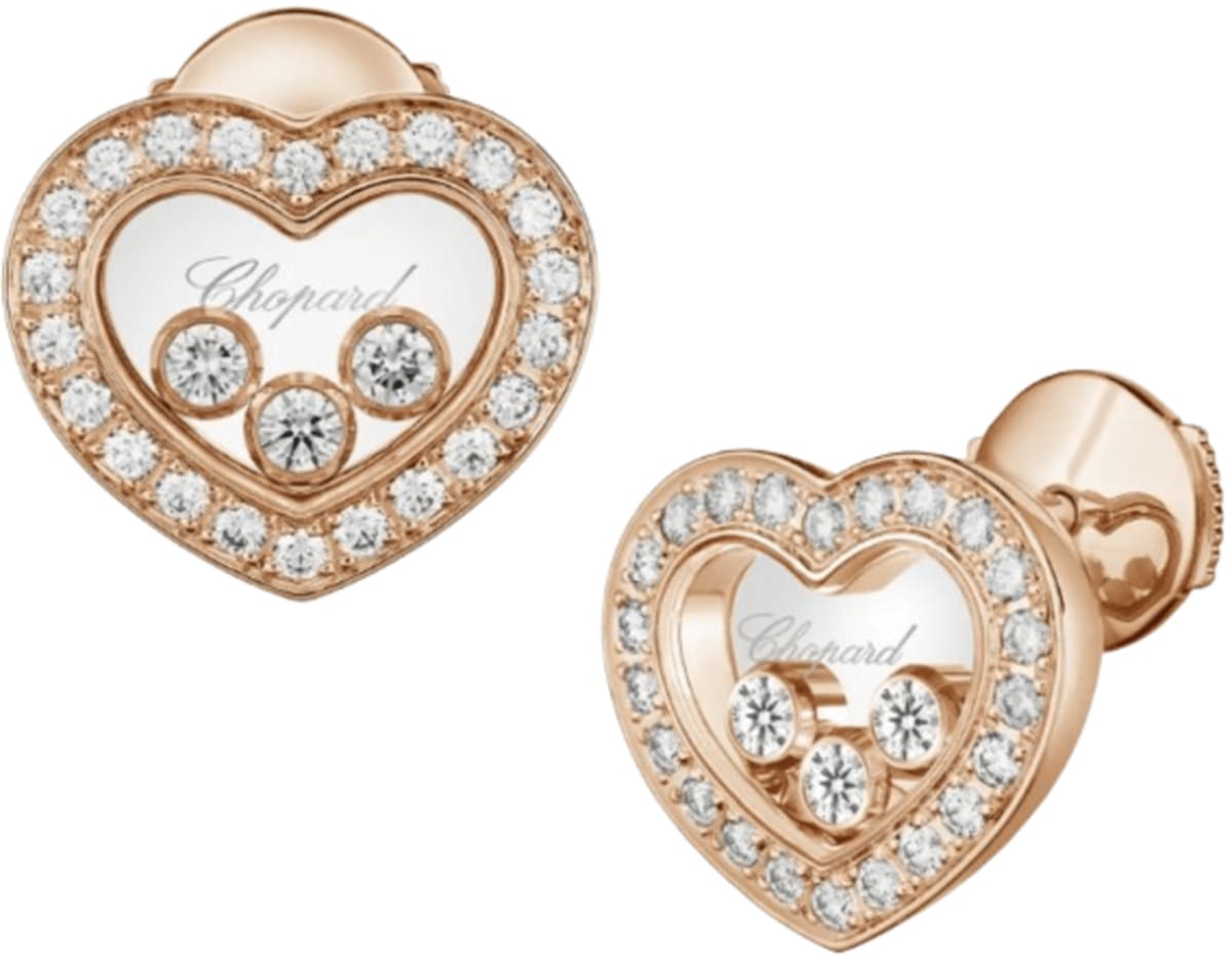 Chopard Happy Diamonds Icons 18K Rose Gold Diamond Women's Earrings 83A611-5201